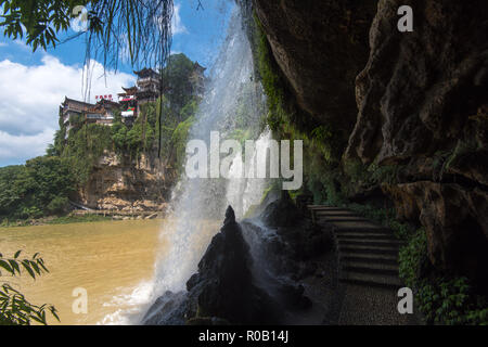 The Wangcun Waterfall at Furong Ancient Town, Hunan, China Stock Photo ...