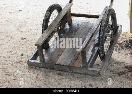 wooden barrow old two wheel Stock Photo - Alamy