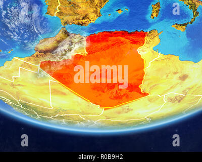 Algeria on realistic model of planet Earth with country borders and ...