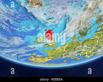 Scotland on realistic model of planet Earth with country borders and ...