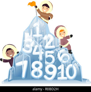 Illustration of Stickman Kids and 123 Math Frame on Paper Stock Photo ...