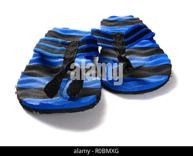 pair of badly broken slippers on white Stock Photo - Alamy