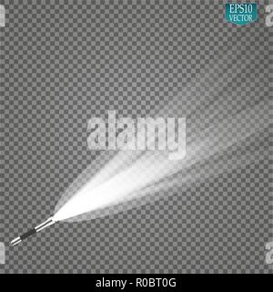 Flashlight beam effect with bright white luminous ray spreading ...