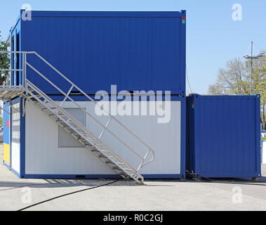 Stacked Cargo Containers With External Steel Stairs Access Stock Photo ...
