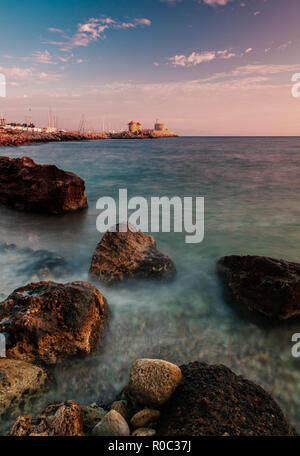 long exposure of rocks at the mediterranean sea near nice Stock Photo ...