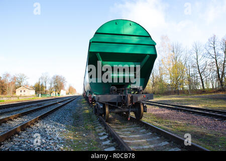 City Cesis, Latvia. Railway ststion with wagons. Freight train. 2018 ...