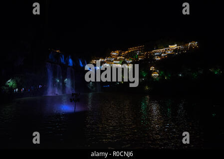 The Wangcun Waterfall at Furong Ancient Town, Hunan, China Stock Photo ...