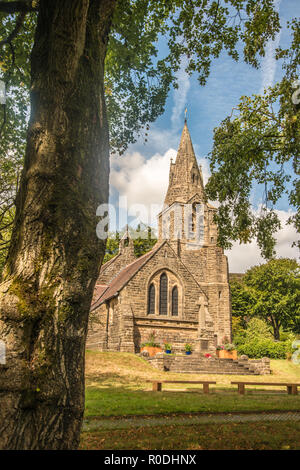 The spire of the church at Edale in the Peak District, Derbyshire above ...