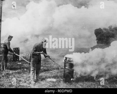 WW1 World War I - German gas attack in France photographed from the air ...
