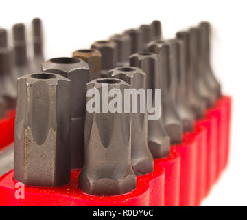 Set of heads for screwdriver on white isolated background Stock Photo ...