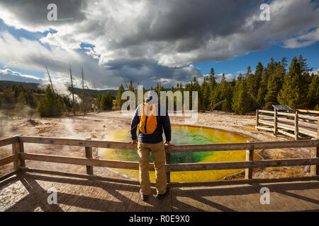 Colorful Morning Glory Pool - famous hot spring in the Yellowstone ...