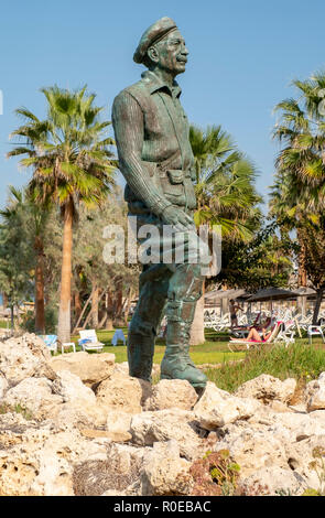 Monument and statue to Georgios Grivas in the spring sunshine of Paphos ...
