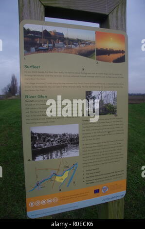 Surfleet information panel. sea flood defence dyke. The Macmillan Way ...