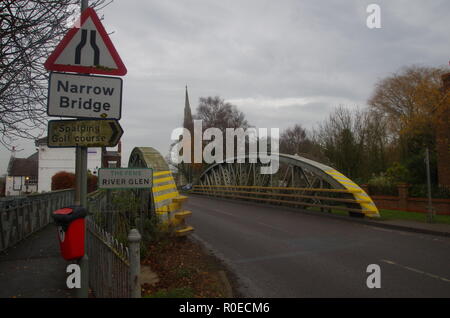 Bridge over the river Glen.@ Surfleet . sea flood defence dyke. The ...