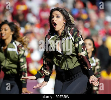 An Atlanta Falcons cheerleader performs during the second half of an ...