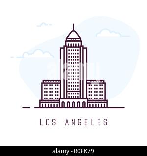 Los Angeles cityscape line art vector illustration Stock Vector Image ...