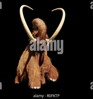 woolly mammoth, running prehistoric mammal isolated with shadow on ...