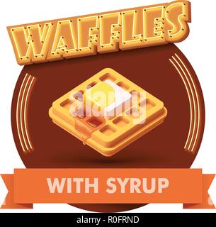 Waffle breakfast flyer. Cafe bakery advertising with delicious belgian ...