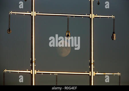 Power Line and Full Moon Saskatchewan Canada Stock Photo - Alamy