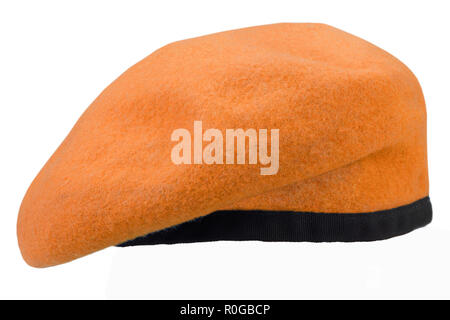Army uniform orange beret isolated on white background Stock Photo - Alamy