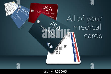 All of your medical cards are shown. FSA, HSA, prescription card ...