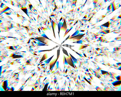gemstone structure extreme closeup and kaleidoscope. top view of round ...