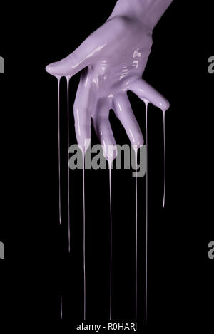 Human hands dipped in color paint, creative concept. Painted hand ...