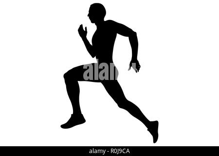faster runner athlete running black silhouette Stock Photo - Alamy
