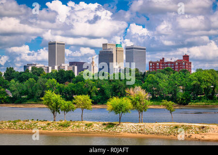 Oklahoma, Tulsa, Arkansas River water running over a weir, old Stock ...