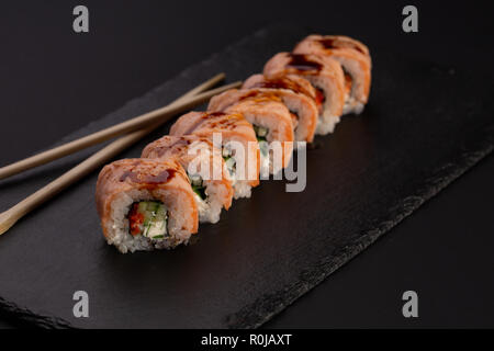 Japanese cold roll with salmon Stock Photo - Alamy