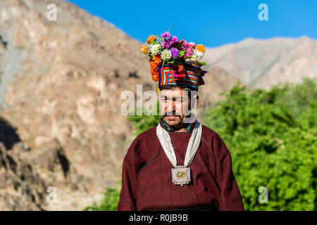 A Ladakhi man wearing Traditional Ladakhi Dress in Ladakh festivales ...