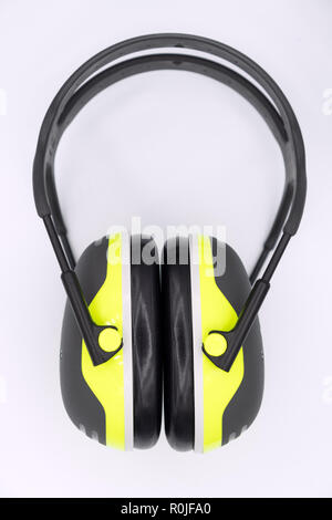Protective headphones on a white. Safety equipment. Headphones for ...