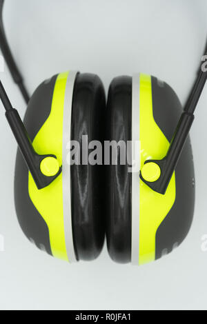 Protective headphones on a white. Safety equipment. Headphones for ...