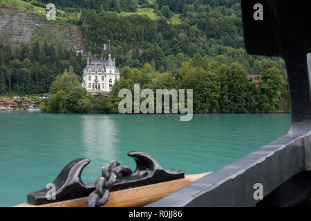 Seeberg Castle, Iseltwald, on the Brienzersee seen from the PS ...