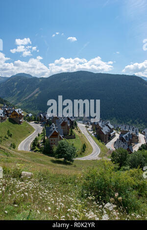 Road to Montgarri through the mountain of Aran Valley, Spain Stock ...