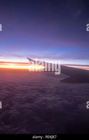 Wing,of,Brussels Airlines,plane,with,stunning,sunset,above,clouds ...