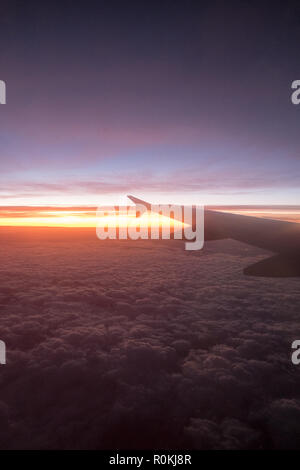 Wing,of,Brussels Airlines,plane,with,stunning,sunset,above,clouds ...