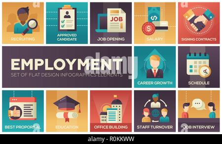 Employment - set of flat design infographics elements Stock Vector ...