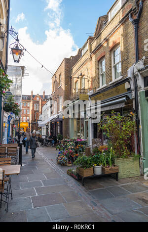 Florist shop pavement display in Flask Walk, Hampstead, London, England ...