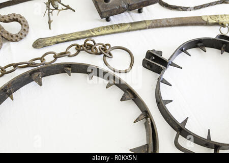 Detail of old torture instruments from the Spanish inquisition Stock ...
