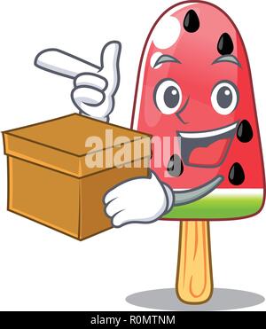With ice cream watermelon ice cream shaped wood character Stock Vector ...
