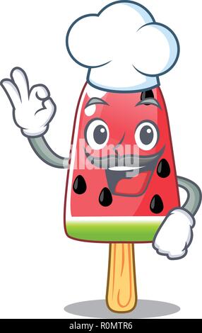 With ice cream watermelon ice cream shaped wood character Stock Vector ...