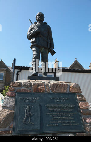 A statue of John Rae in Stromness, Orkney, an Orcadian Arctic explorer ...