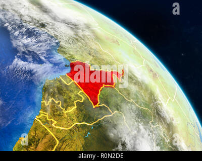 Cameroon from space on realistic model of planet Earth with country ...