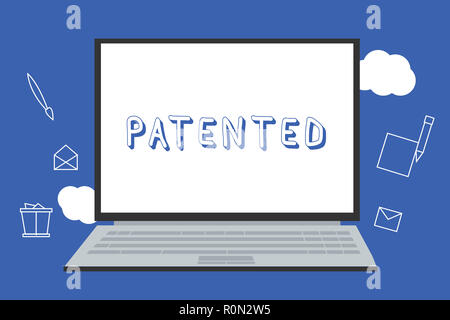 Handwriting text Patented. Concept meaning invention or process ...