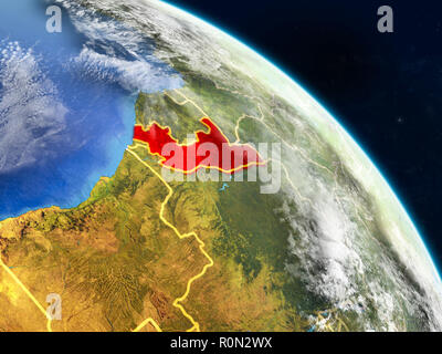 Congo from space on realistic model of planet Earth with country ...
