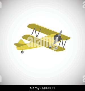 Cartoon biplane flying isolated on white background Stock Vector Image ...