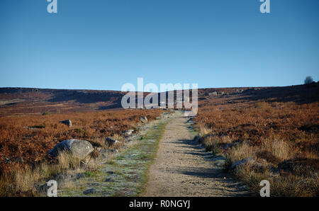 Early Autumn frosty morning on Hathersage Moors in Derbyshire Stock ...