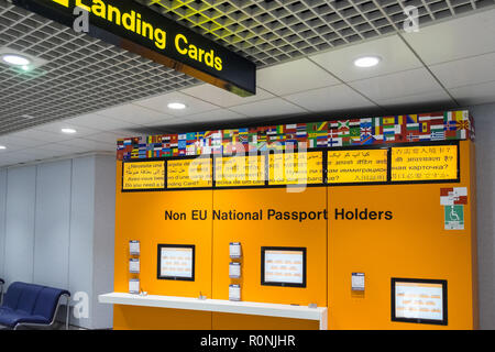 UK Border at Manchester Airport,landing,cards,immigration,check,for,non ...