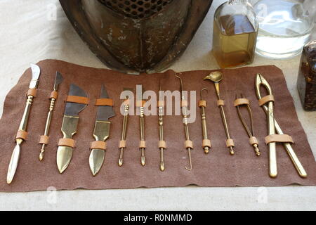 roman doctor medical surgery tools kit detail Stock Photo - Alamy